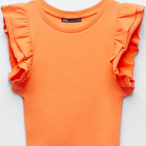 Zara | Tops | Zara Orange Ruffle Top | Poshmark